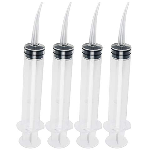 CARESHINE 4pcs Disposable Dental Irrigation Syringe with Curved Tip 12CC (USPS)