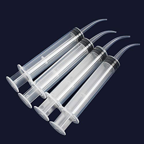 CARESHINE 4pcs Disposable Dental Irrigation Syringe with Curved Tip 12CC (USPS)