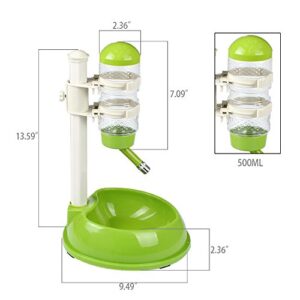 Pawow Pet Small Dog Cat Automatic Water Food Feeder Bowl Bottle Standing Dispenser with Hook Adjustable Height, Detachable, Food Water Bowl 18.6 oz,Water Bottle 16.9 oz