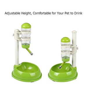 Pawow Pet Small Dog Cat Automatic Water Food Feeder Bowl Bottle Standing Dispenser with Hook Adjustable Height, Detachable, Food Water Bowl 18.6 oz,Water Bottle 16.9 oz