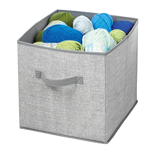 mDesign Soft Fabric Nursery/Playroom Closet Storage Organizer Bin Box with Front Handle for Cube Furniture Shelving Units - Holds Toys, Clothes, Diapers, Bibs - Lido Collection - 2 Pack - Gray