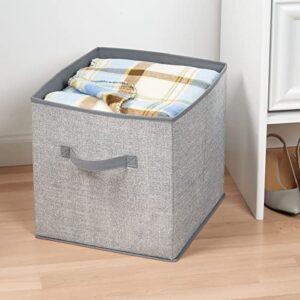 mDesign Soft Fabric Nursery/Playroom Closet Storage Organizer Bin Box with Front Handle for Cube Furniture Shelving Units - Holds Toys, Clothes, Diapers, Bibs - Lido Collection - 2 Pack - Gray