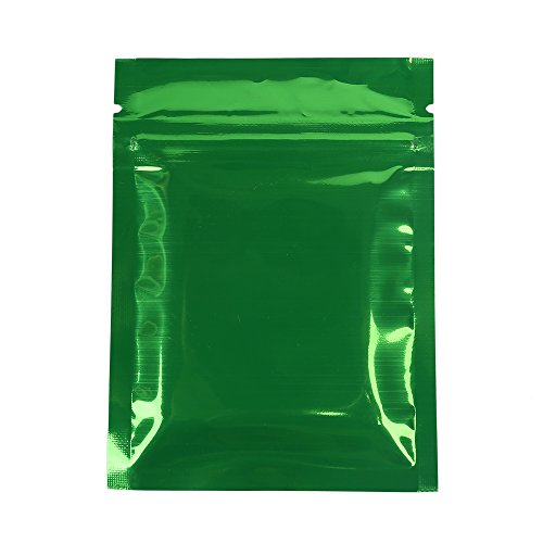 100x Premium Double-Sided Foil Mylar Flat Ziplock Bag 7.5x10cm (3x4") (Green)