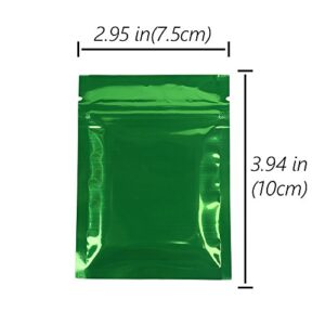 100x Premium Double-Sided Foil Mylar Flat Ziplock Bag 7.5x10cm (3x4") (Green)