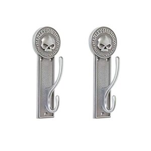 harley-davidson hdl-10132 antique pewter skull design metal coat hooks - quantity 2