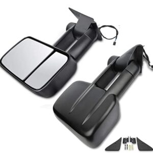 cciyu Left Right Towing Mirror Tow Mirrors Replacement Fit for 1988-2000 for Chevy/for GMC C/K 1500/2500/3500 1992-1999 for Chevy/for GMC Suburban 1500/2500 Pair Set Car Mirror Power Adjusted