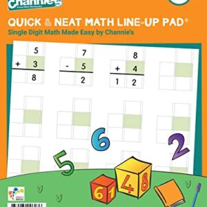 Channie's Math Prek-1ST Grades, 80 Pages Strong Paper, 8.5" x 11" with Hardboard Back Lineup Pad Workbook Math Line-Up