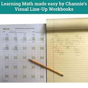 Channie's Math Prek-1ST Grades, 80 Pages Strong Paper, 8.5" x 11" with Hardboard Back Lineup Pad Workbook Math Line-Up