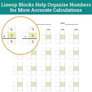 Channie's Math Prek-1ST Grades, 80 Pages Strong Paper, 8.5" x 11" with Hardboard Back Lineup Pad Workbook Math Line-Up