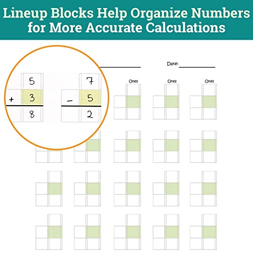 Channie's Math Prek-1ST Grades, 80 Pages Strong Paper, 8.5" x 11" with Hardboard Back Lineup Pad Workbook Math Line-Up