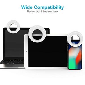 QIAYA Selfie Light Ring Lights LED Circle Light Cell Phone Laptop Camera Photography Video Lighting Clip On Rechargeable