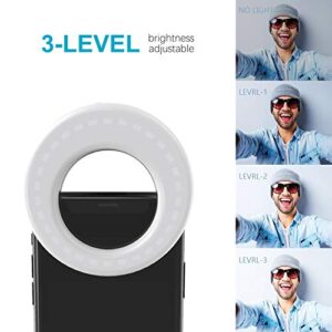 QIAYA Selfie Light Ring Lights LED Circle Light Cell Phone Laptop Camera Photography Video Lighting Clip On Rechargeable