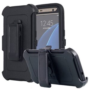 galaxy s7 case, aicase heavy duty holster case belt clip + armor protective kickstand cover with built-in screen protector for samsung galaxy s7 (2016) (black)