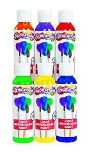 colorations - lwpack liquid watercolor paint, 4 fl oz, set of 6, non-toxic, painting, kids, craft, hobby, fun, water color, posters, cool effects, versatile, gift