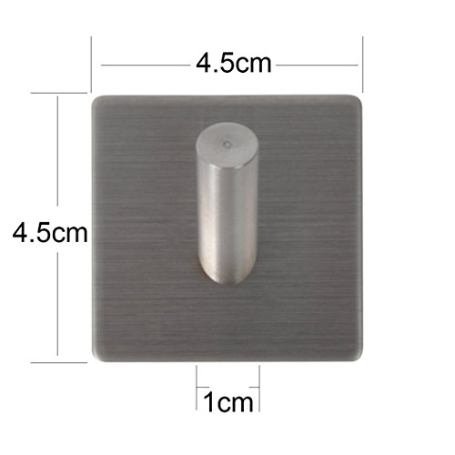 Home-organizer Tech Bathroom 3M Self Adhesive Hook Garage Storage Organizer Stick On Sticky Bathroom Kitchen Hanger Wall Mount Brushed Stainless Steel, 2 - Pieces