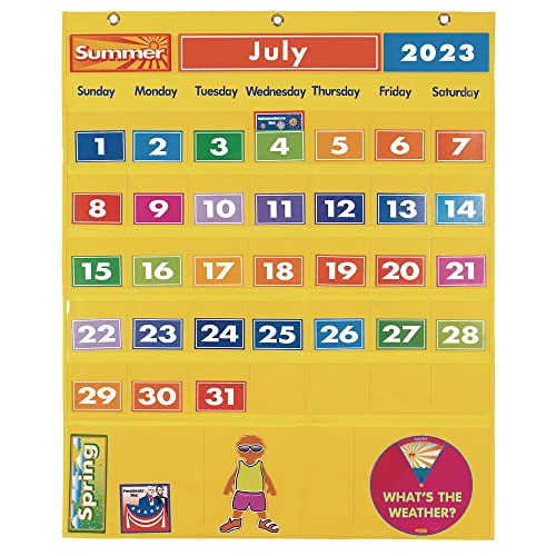 Excellerations Classroom Preschool Calendar Pocket Chart, 34 x 42.5 inches, Kids Calendar, School Calendar, Circle Time Learning, Kids Toys, Educational Toy (Item # CALSET)