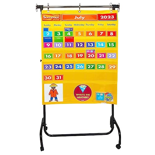 Excellerations Classroom Preschool Calendar Pocket Chart, 34 x 42.5 inches, Kids Calendar, School Calendar, Circle Time Learning, Kids Toys, Educational Toy (Item # CALSET)