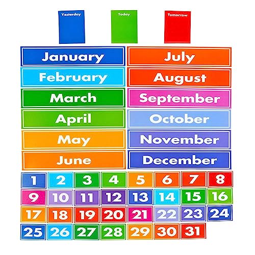 Excellerations Classroom Preschool Calendar Pocket Chart, 34 x 42.5 inches, Kids Calendar, School Calendar, Circle Time Learning, Kids Toys, Educational Toy (Item # CALSET)