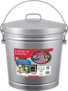 behrens fba high grade 6110 10 gal silver galvanized steel dry storage can w/locking lid