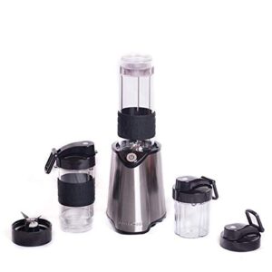 mironi personal smoothie blender 2-in-1 single serve blender, mini bullet blender 500w with 20 ounce tritan sports bottle and grinder cup for juices, shakes, smoothies and more stainless steel