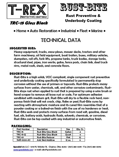 Paint over Rust Underbody Gloss Black Paint, Quart, TRC-15-Q, RUST-BITE