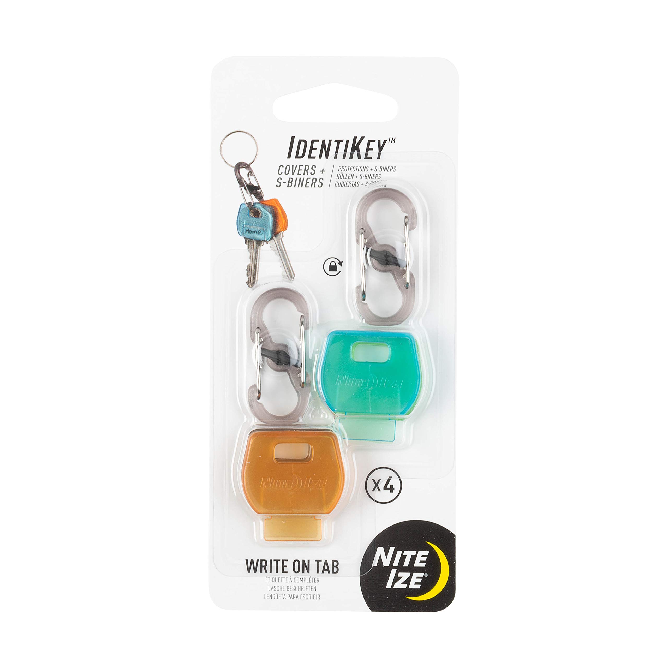 Nite Ize Identikey Covers + S-Biner Key Clips, Write-On Universal Key Covers for Quick Key Identification + Attachment to Key Chain, Multiple Colors