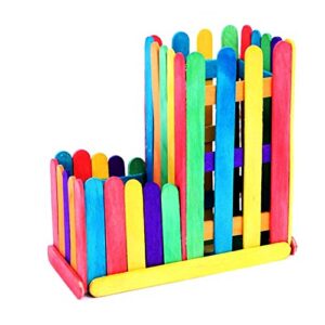 PAXCOO 100 Pcs 6” Colored Jumbo Wood Craft Sticks