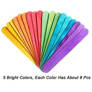 PAXCOO 100 Pcs 6” Colored Jumbo Wood Craft Sticks