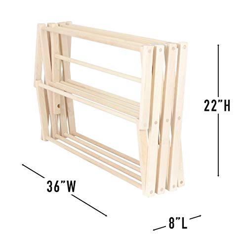 Pennsylvania Woodworks Clothes Drying Rack: Solid Maple Hard Wood Laundry Rack for Sweaters, Blouses, Lingerie & More, Durable Folding Drying Rack, Made in USA, No Assembly Needed, Large