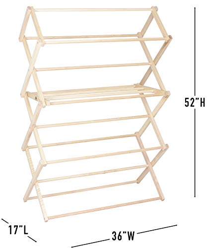 Pennsylvania Woodworks Clothes Drying Rack: Solid Maple Hard Wood Laundry Rack for Sweaters, Blouses, Lingerie & More, Durable Folding Drying Rack, Made in USA, No Assembly Needed, Large