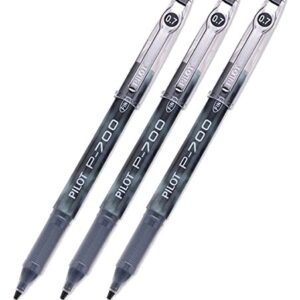 Pilot P-700 Rollerball Stick Gel Pen, Black Ink, Fine Point 3-PACK(38610)