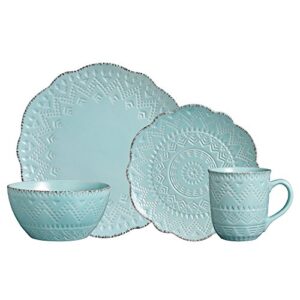 pfaltzgraff remembrance dinnerware set, 16 piece, green, teal