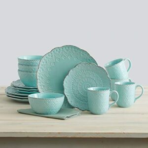 Pfaltzgraff Remembrance Dinnerware Set, 16 Piece, Green, Teal