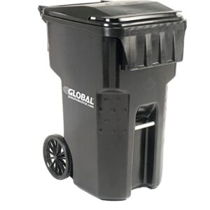 global industrial mobile heavy duty trash container, 95 gallon, black