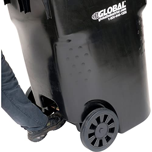 Global Industrial Mobile Heavy Duty Trash Container, 95 Gallon, Black