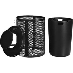 Global Industrial Thermoplastic Coated Mesh Receptacle w/Rain Bonnet Lid, 36 Gallon, Black