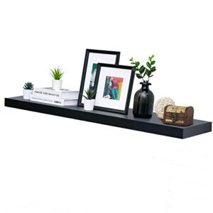 welland 60 inch black mission floating shelves for wall, bathroom wall mount shelves, wood modern display shelves, book shelves,for bedroom,living room and kitchen