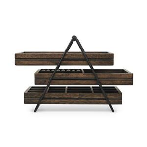 Umbra Terrace Tier Jewelry Three Sliding Linen Lined Wood Trays with Metal Frame and Handle, Easy Storage and Access, Walnut, 3 Each