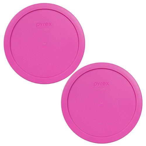 Pyrex 7402-PC Pink Round 6/7 Cup Plastic Storage Lid, Made in USA - 2 Pack