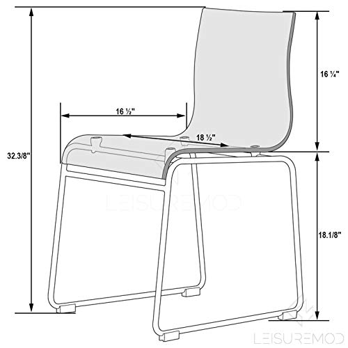 LeisureMod Lima Mid-Century Modern Acrylic Dining Chair with Chrome Finish Steel Frame, Stackable Accent Side Chair for Kitchen and Dining Room in Transparent Red