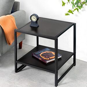 zinus dane 20 inch black frame side table / end table / easy assembly, rich black wood grain (espresso)