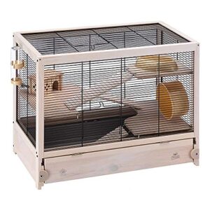 ferplast hamsterville hamster habitat cage, sturdy wooden structure, black