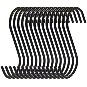 ruiling antistatic coating steel hanging hooks, black, s-shape, pack of 15