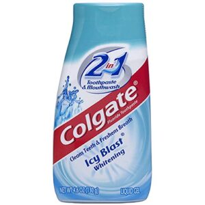 colgate 2n1 icy blast tp size 4.6z colgate icy blast whitening liquid gel 2-in-1 toothpaste & mouthwash (pack of 4)