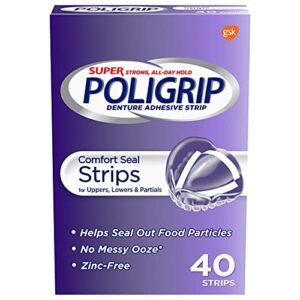 super poligrip comfort seal denture and partials adhesive strips, 40 count (pack of 5)