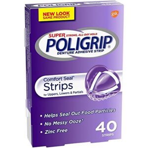 super poligrip strips size 40 ct poligrip strong all day comfort seal denture adhesive strips