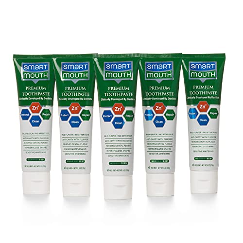 Smart Mouth Whitening Toothpaste with Fluoride Clean Mint 6 oz(Pack of 5)