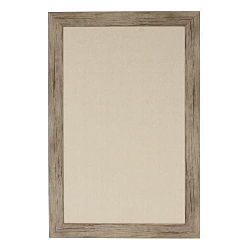 DesignOvation Beatrice Framed Linen Fabric Pinboard, 18x27, Rustic Brown