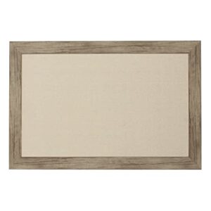 DesignOvation Beatrice Framed Linen Fabric Pinboard, 18x27, Rustic Brown