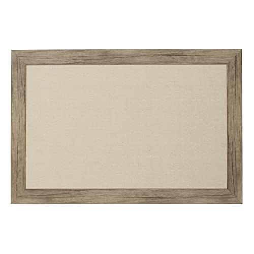 DesignOvation Beatrice Framed Linen Fabric Pinboard, 18x27, Rustic Brown